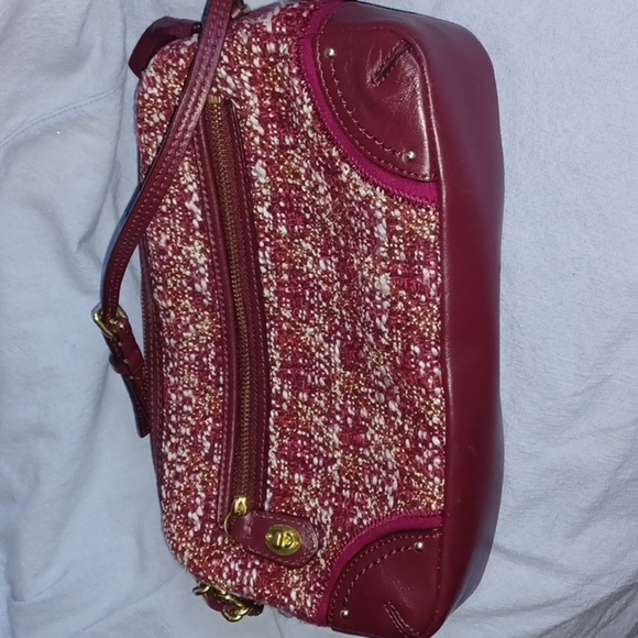Coach | Bags | Coach Chelsea Tweed Burgundy And Gold Accents Shoulder ...